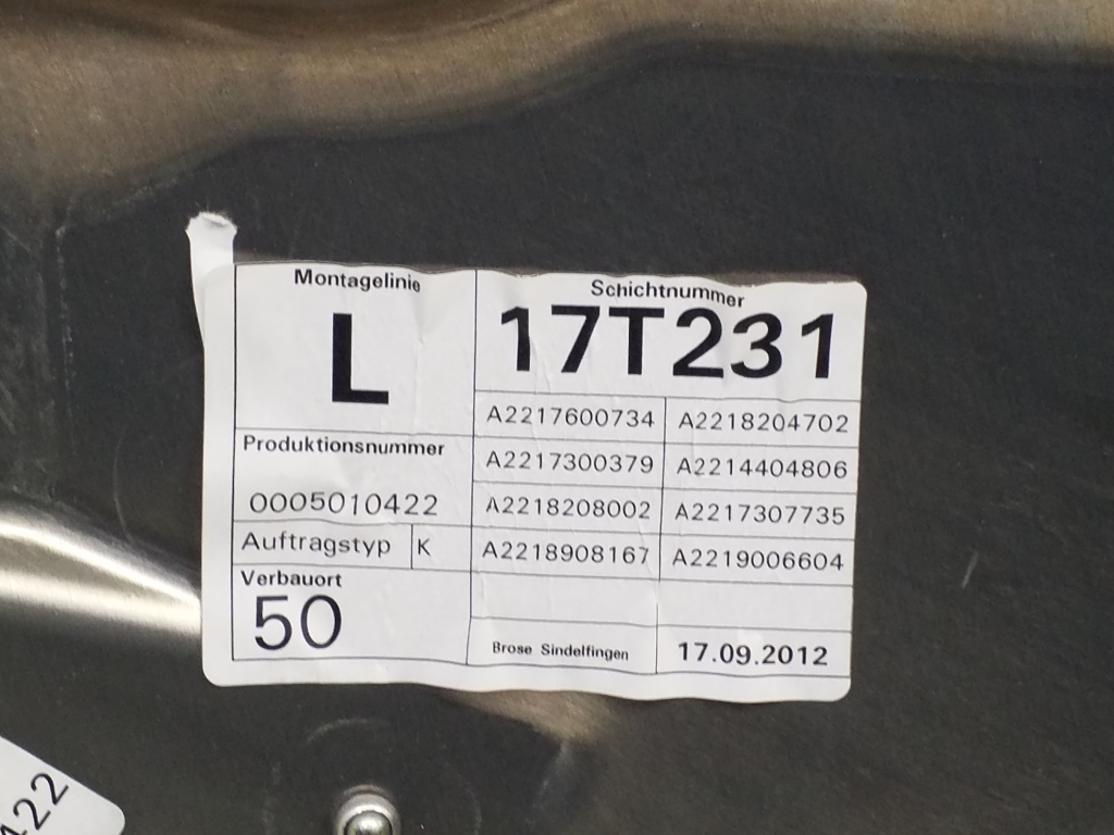 Used Mercedes Benz S-Class Rear side door window lifter A2217300779