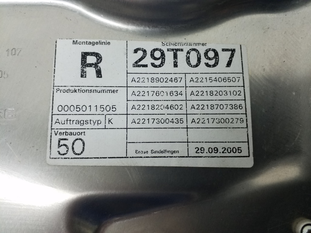 Used Mercedes Benz S-Class Rear side door window lifter A2217300246